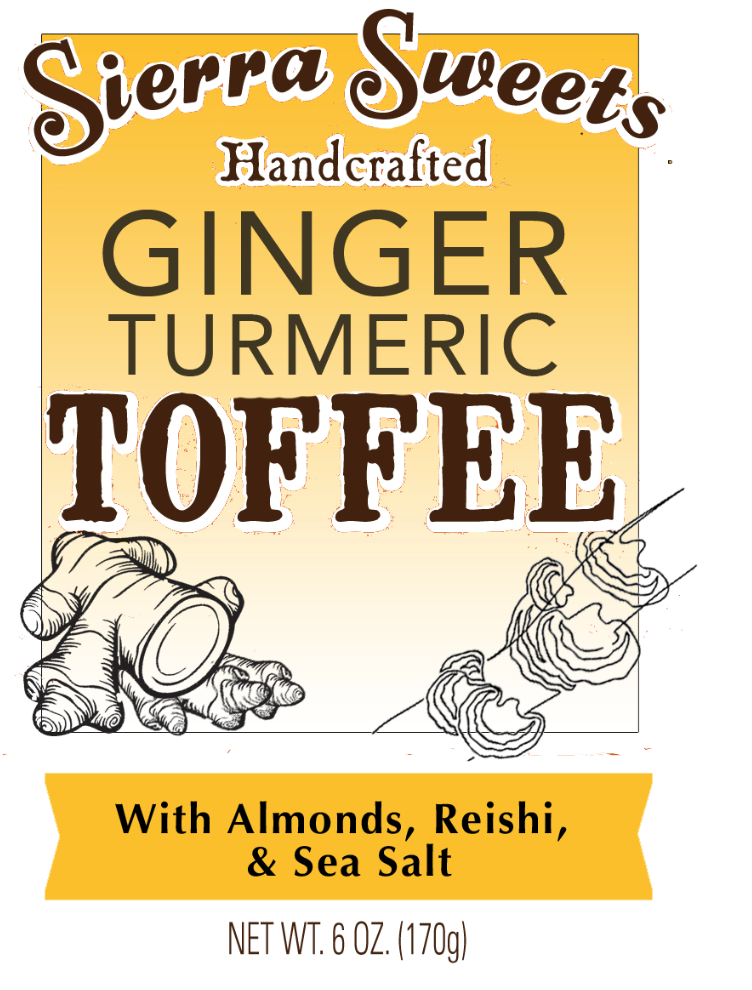 Ginger Turmeric Toffee with Reishi – Sierra Sweets Toffees
